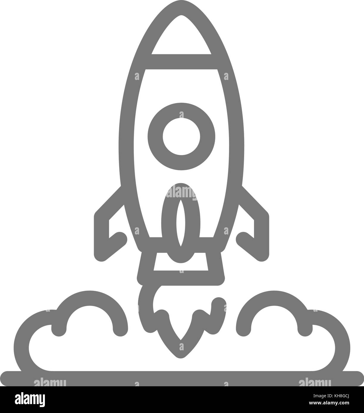 Simple rocket and spaceship line icon. Symbol and sign vector ...