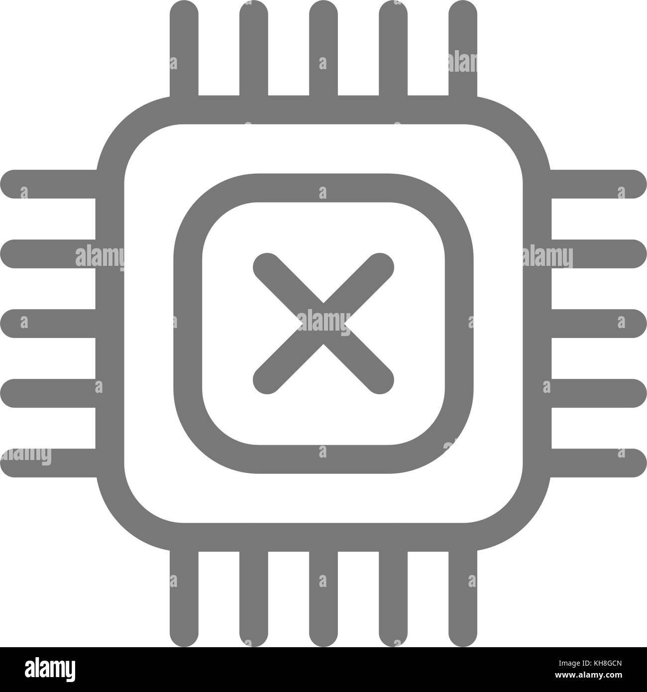 Simple computer micro chip and processor line icon. Symbol and sign ... Simple computer micro chip and processor line icon. Symbol and sign ...