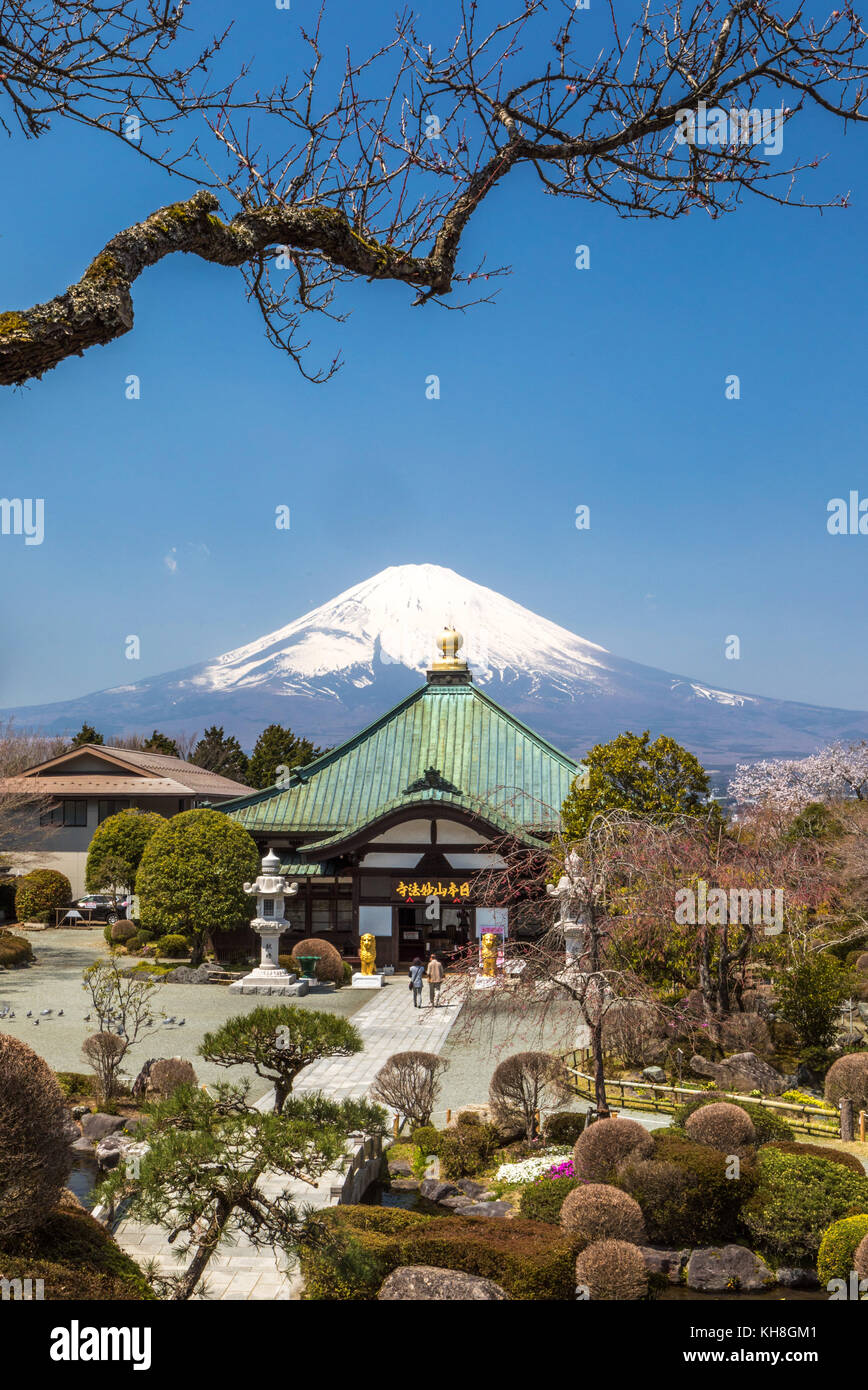 Japan, Gotemba City, temple and Mount Fuji *** Local Caption ...