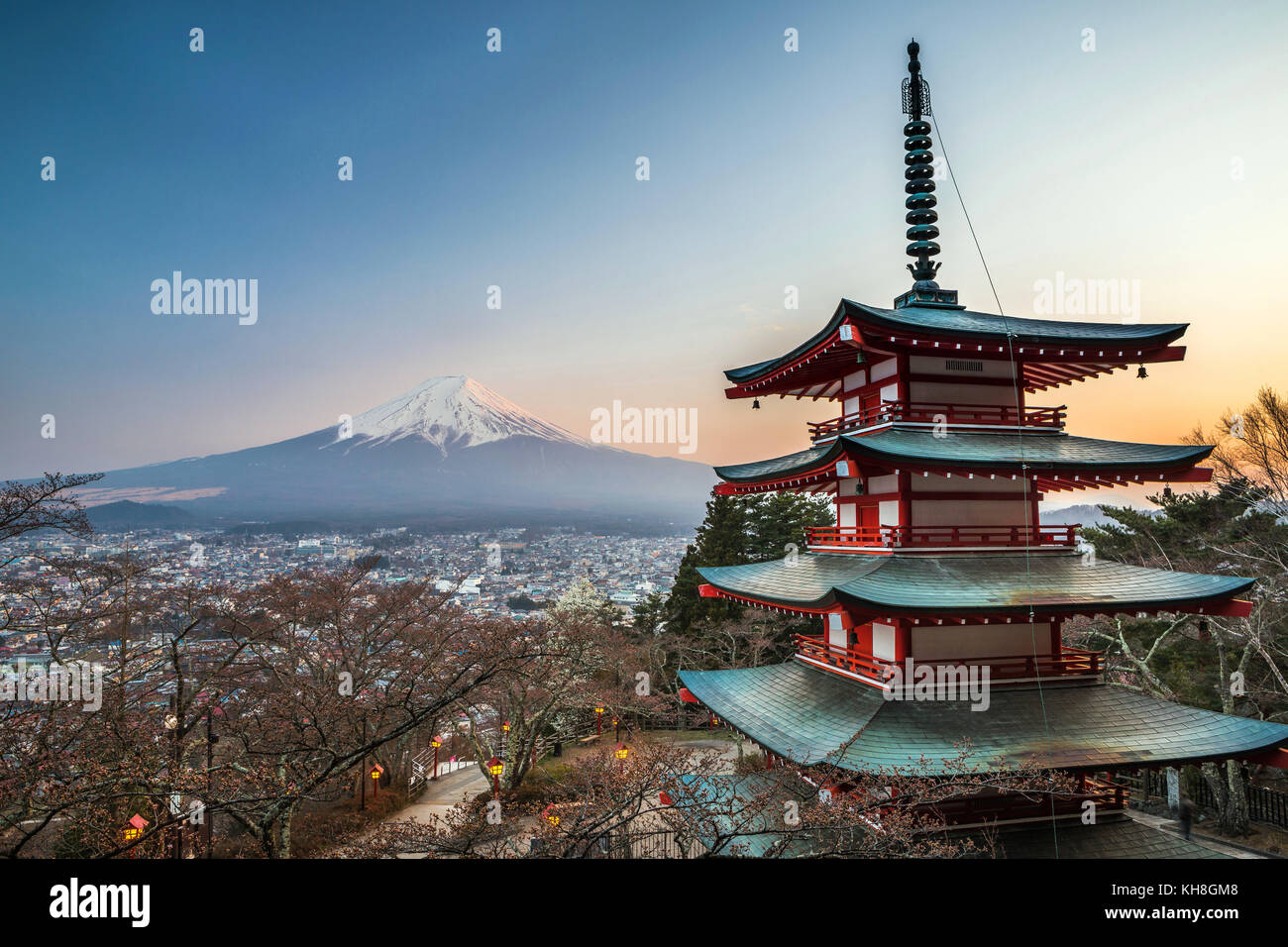 Japan, Fujiyoshida City, Churieto Pagoda, Mount Fuji *** Local Caption ...