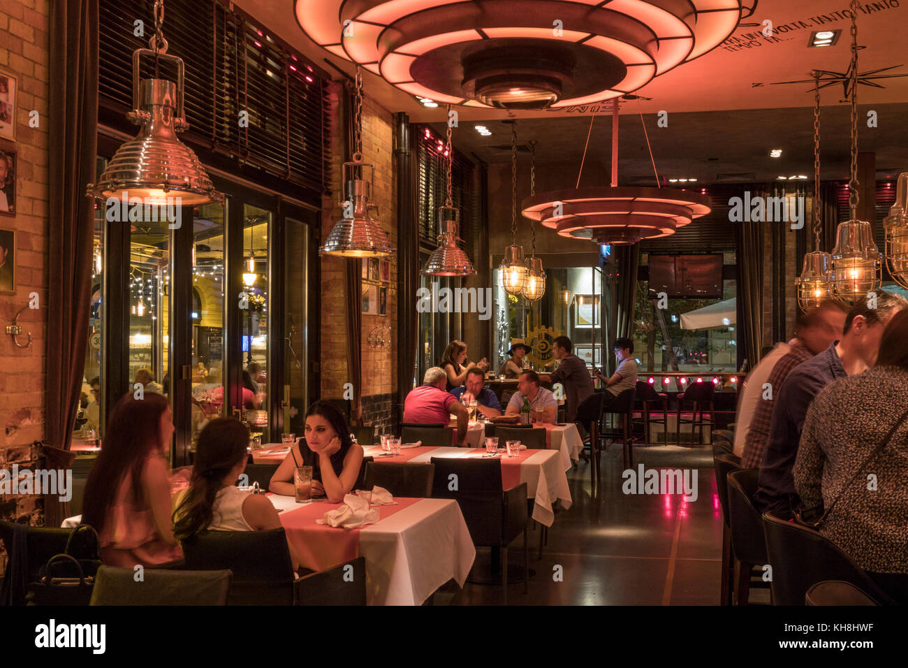 Cafe restaurant at St Stephen's square, near the Cathedral, Budapest ...