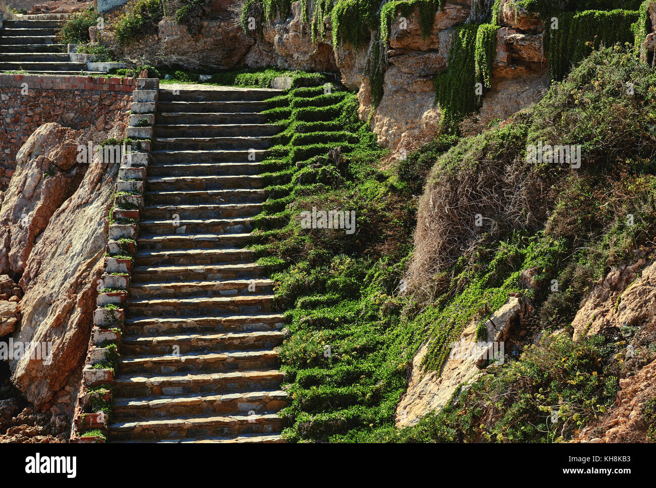 Rocky steps at the Cabo Roig. Costa Blanca. Spain Stock Photo - Alamy