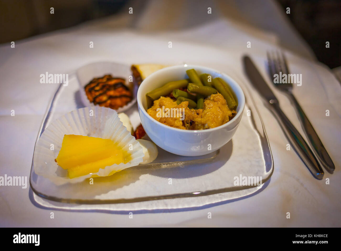 Breakfast meal on the flight Stock Photo - Alamy