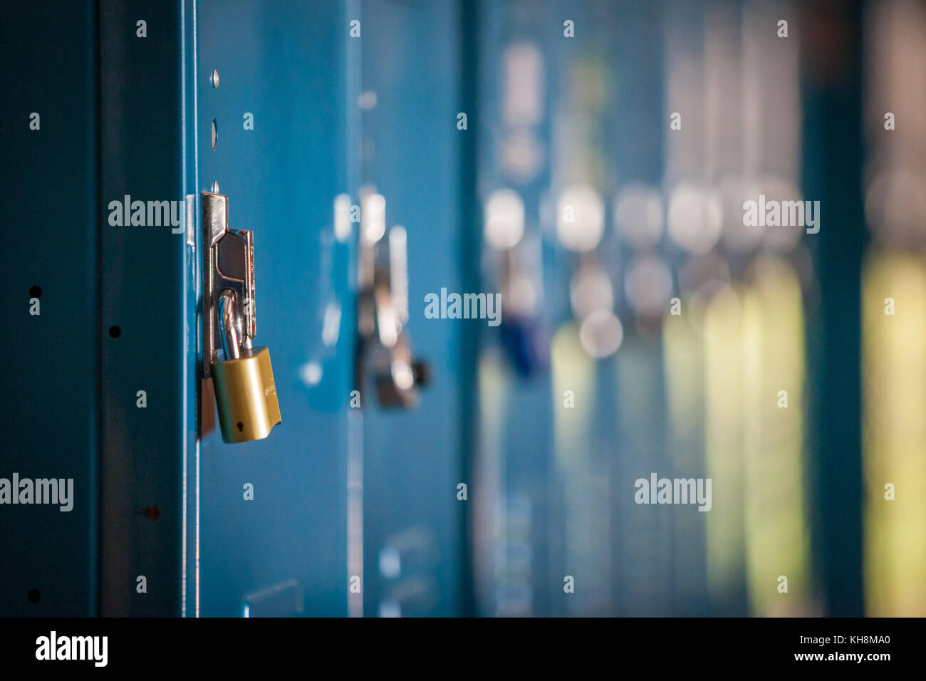 metal blue locker with locks Stock Photo - Alamy