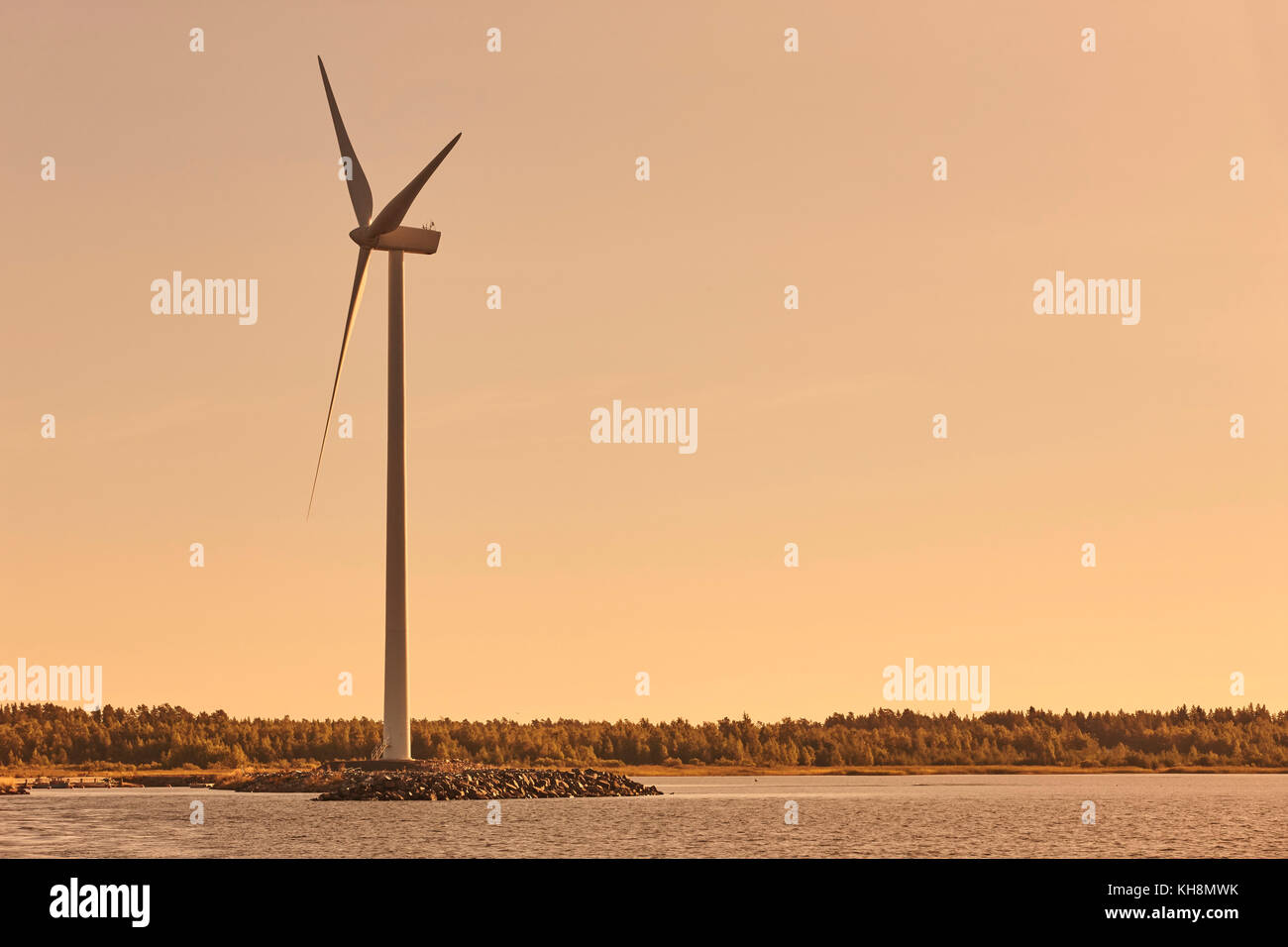 Windmill in the baltic sea. Renewable clean and green energy. Finland ...