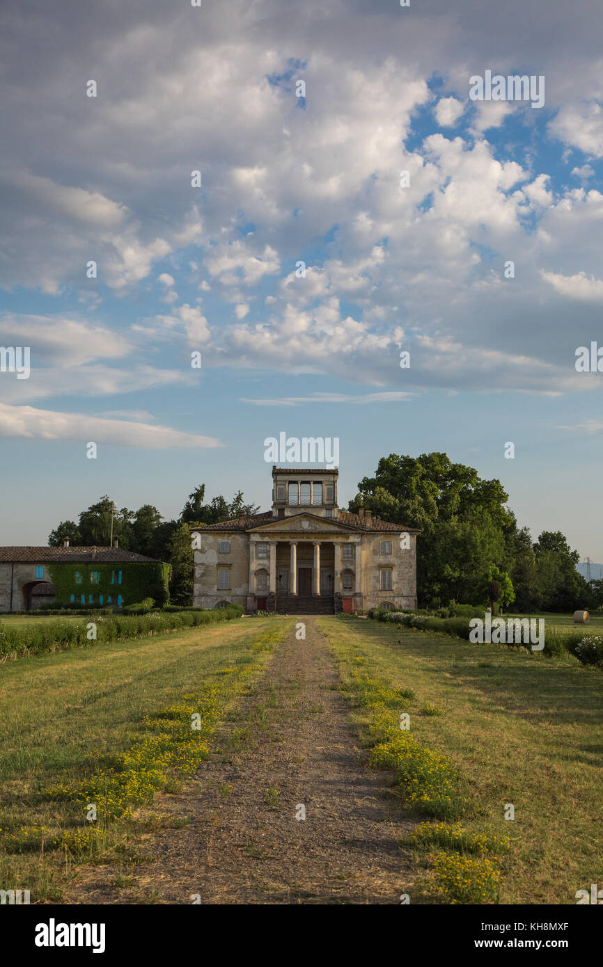 Ancient Italian Neoclassical House inside Park and Blue Sky with Clouds ...