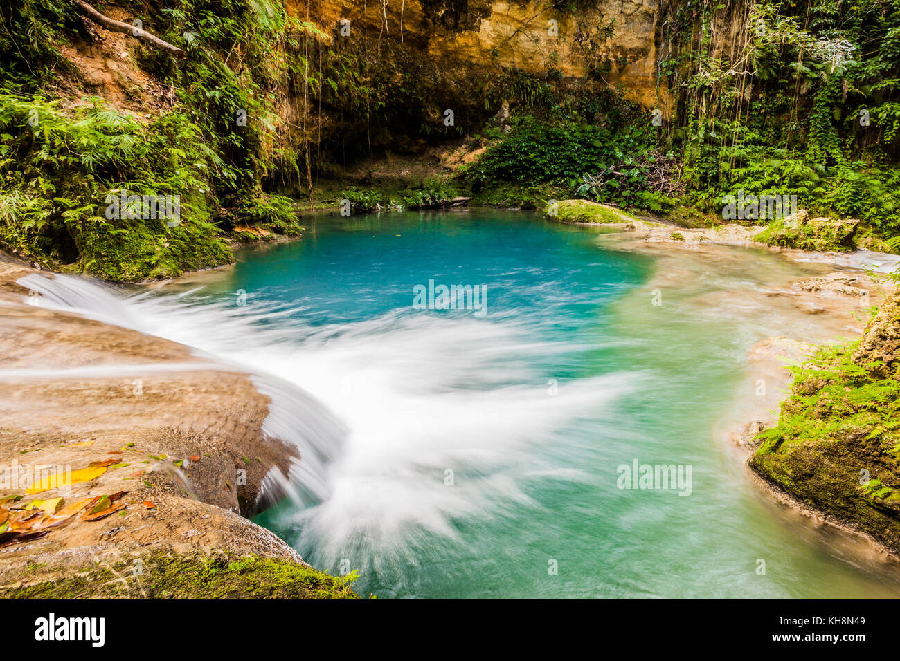 Jamaica blue hole waterfall tropical Stock Photo - Alamy