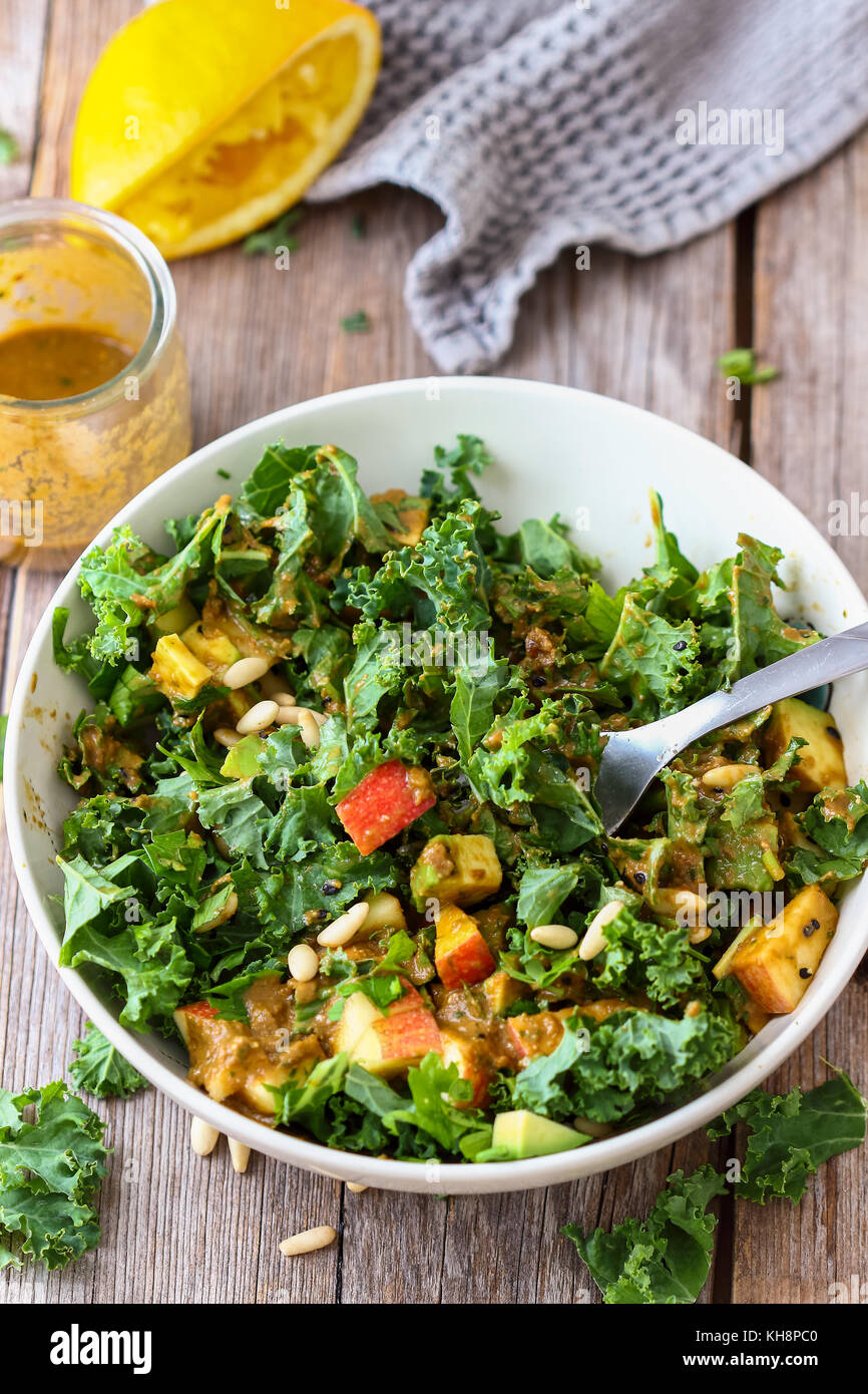 Healthy Raw Kale Salad Stock Photo - Alamy