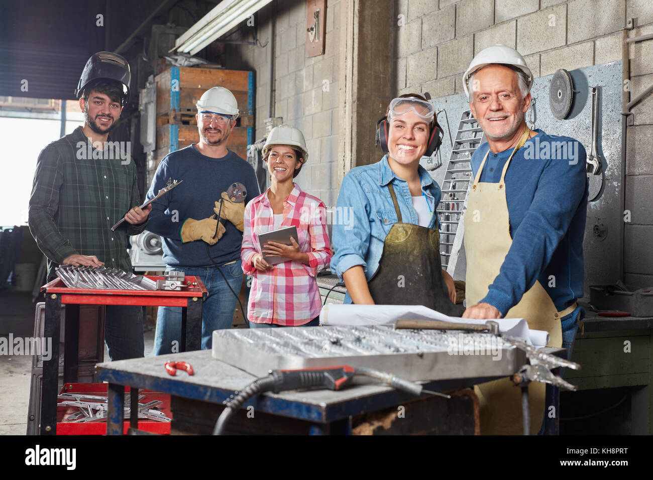 Team successful positive colleagues hi-res stock photography and images ...