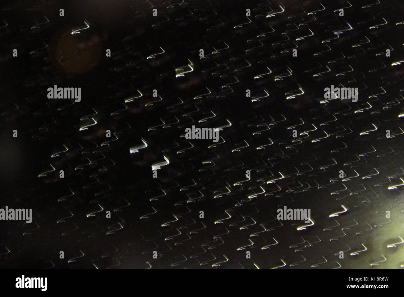 Drop of rain in dark night at window sign different things Stock Photo ...