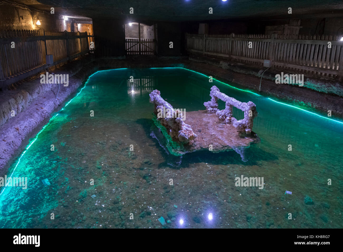 Salt mine in Cacica, Romania. Artificial salty lake Stock Photo - Alamy