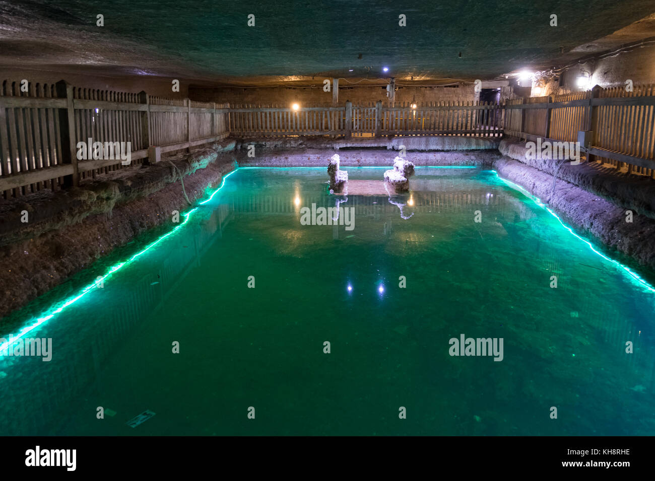 Salt mine in Cacica, Romania. Artificial salty lake Stock Photo - Alamy