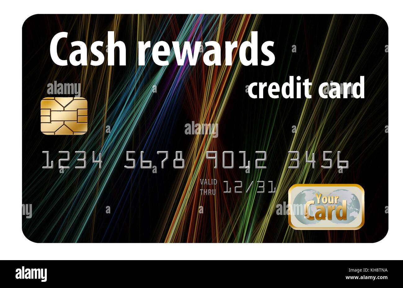 A cash rewards credit card is isolated on a white background. For every ...