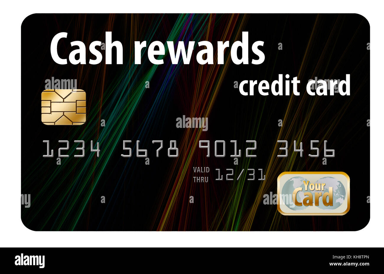 A cash rewards credit card is isolated on a white background. For every ...