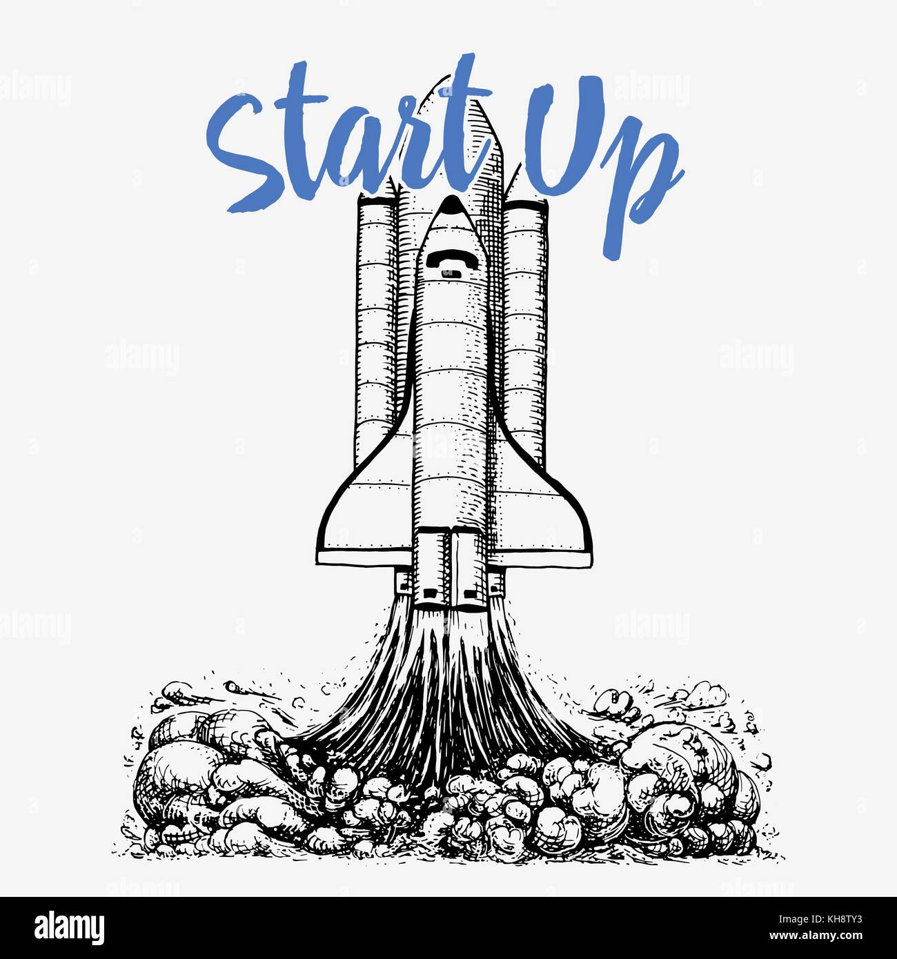 Rocket Ship Taking Off Drawing