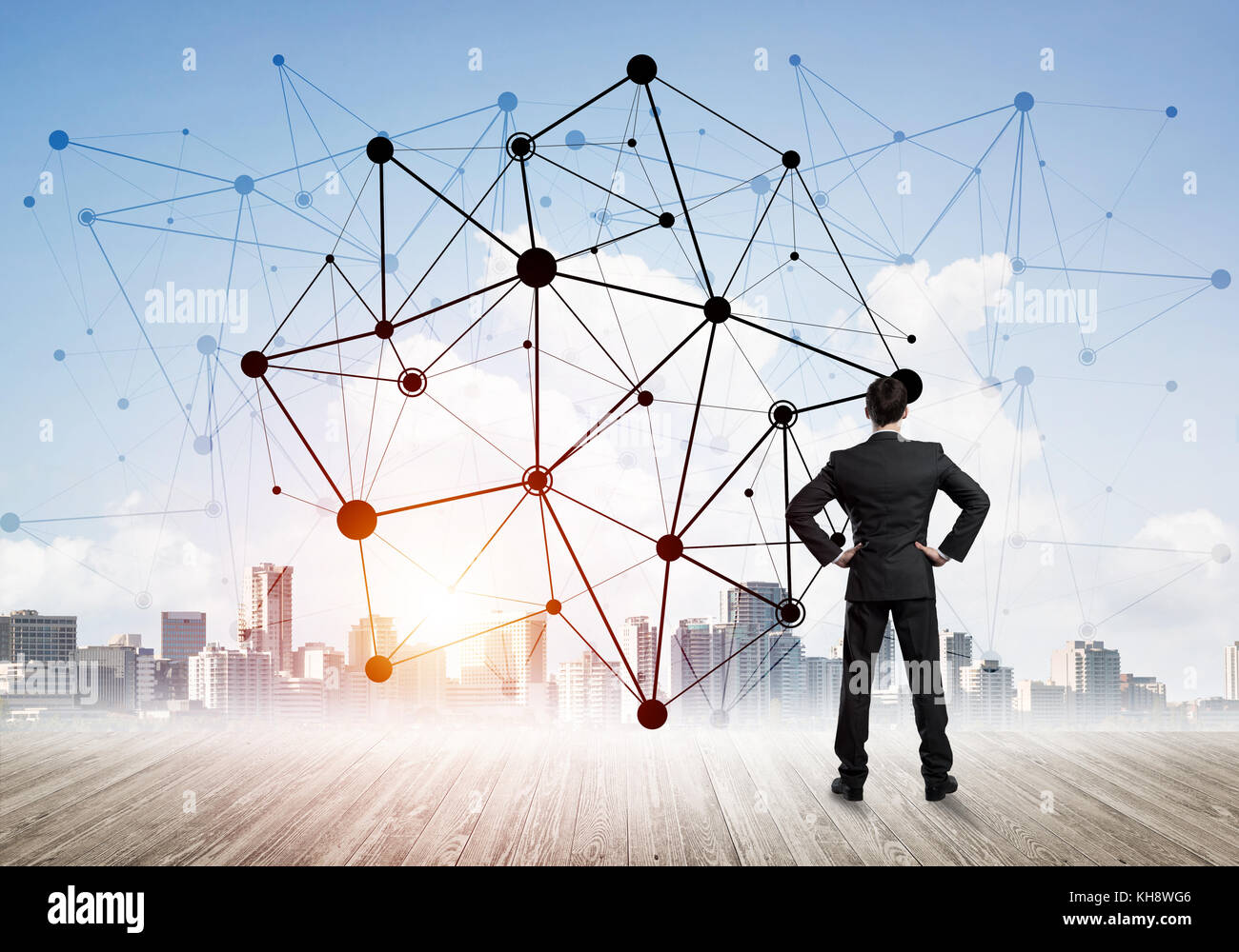 International business networking and social connection against modern ...