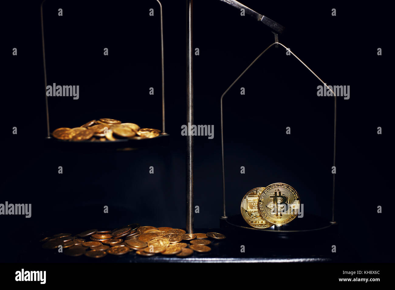 Bitcoin on the scales. New virtual money. The concept of business and ...