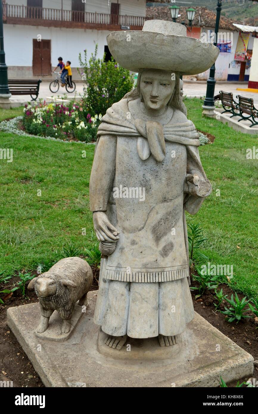 Farmer sculpture in JESUS. Department of Cajamarca .PERU Stock Photo ...