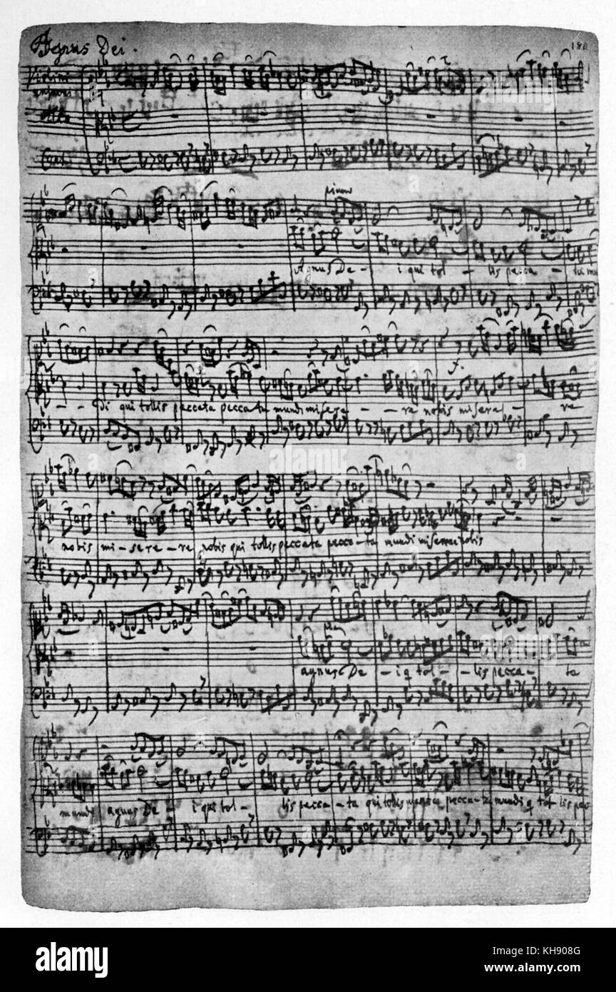 Johann Sebastian Bach 's handwritten manuscript score for his 'Mass in ...