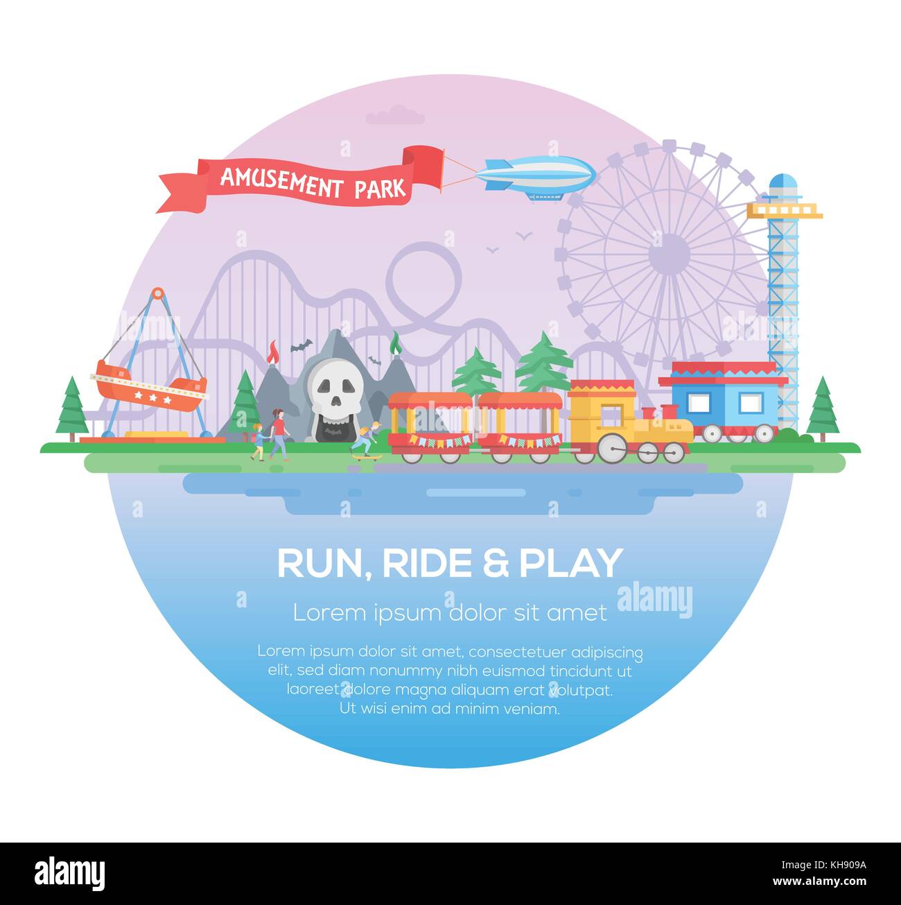 Run, ride and play - modern vector illustration Stock Vector Image ...