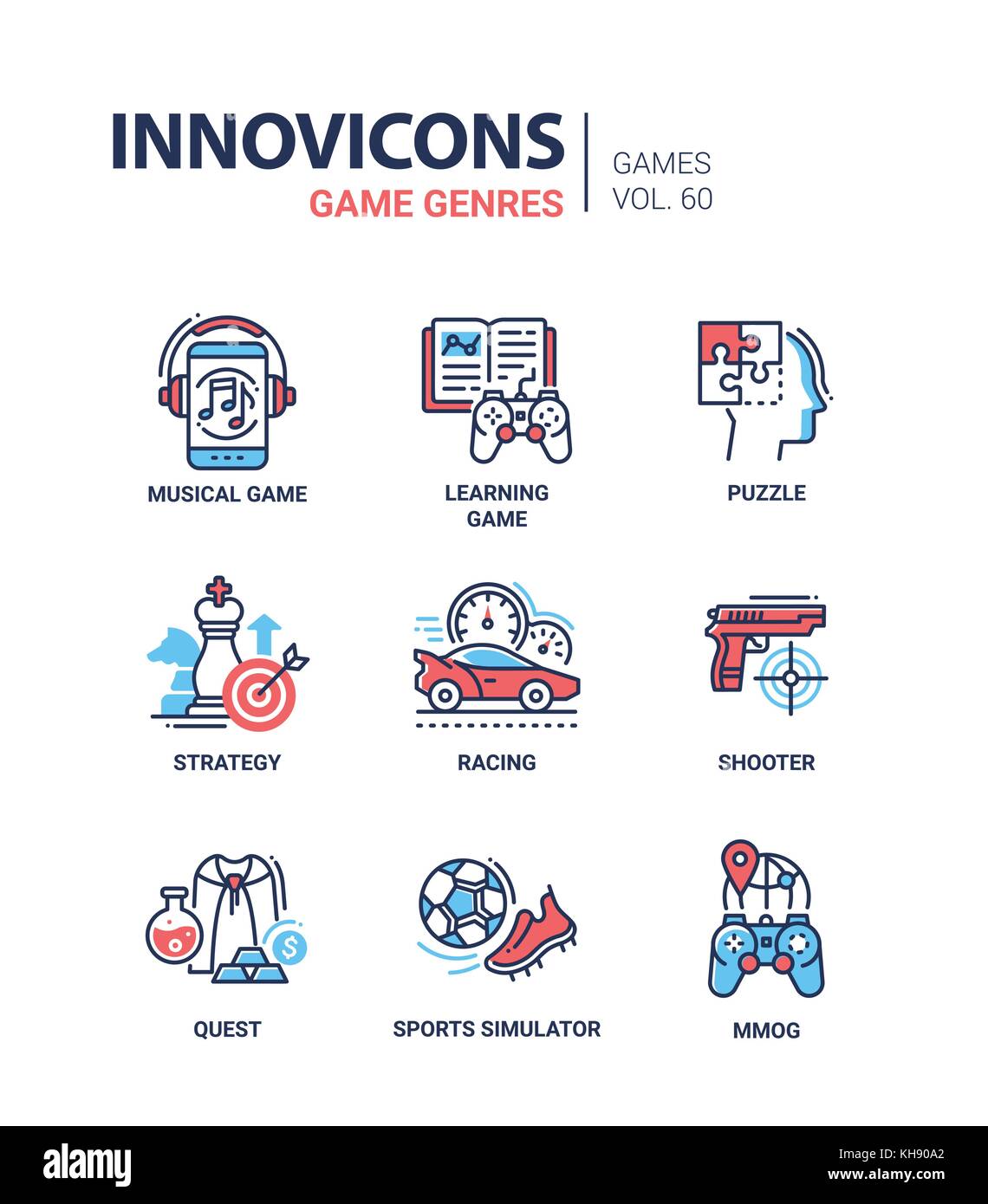 Game genres - line design icons set Stock Vector Image & Art - Alamy