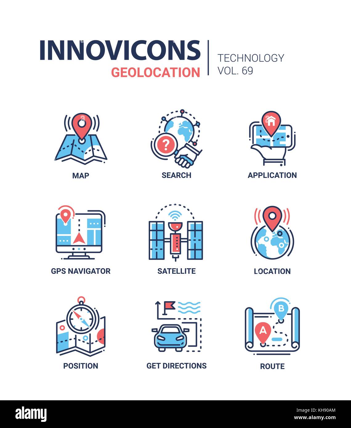 Geolocation - line design icons set Stock Vector Image & Art - Alamy