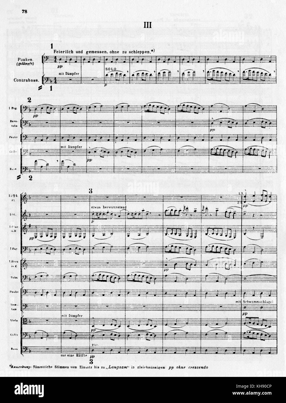 Mahler's Symphony No. 1 - score of the opening of the third movement ...