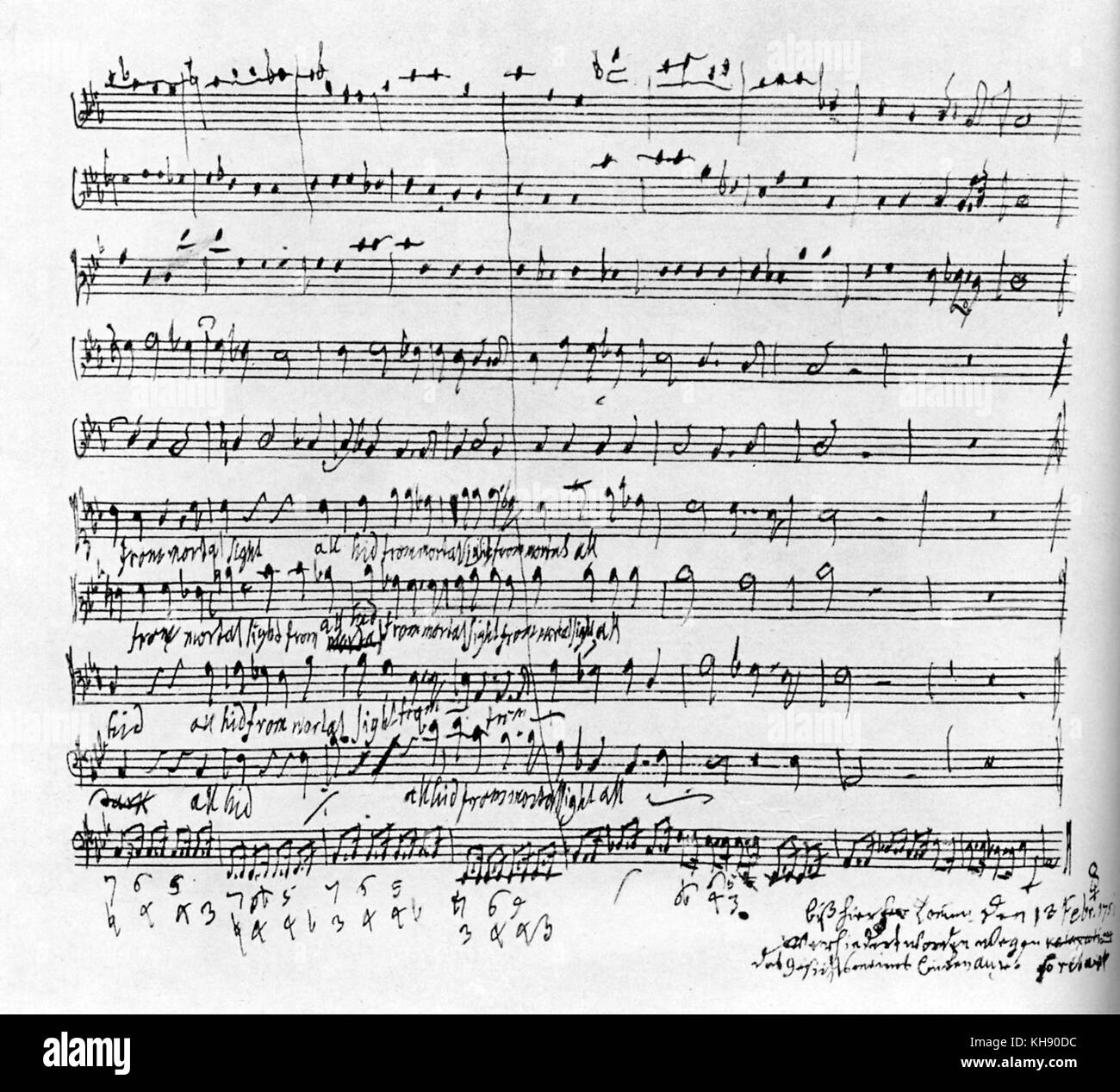 Jephtha - oratorio by Handel. Pages of score. Handwritten. German ...