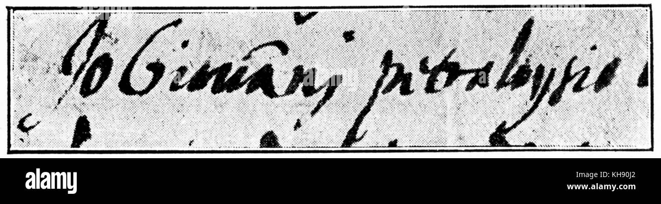 Signature of Giovanni Pierluigi da Palestrina, taken from an autograph ...