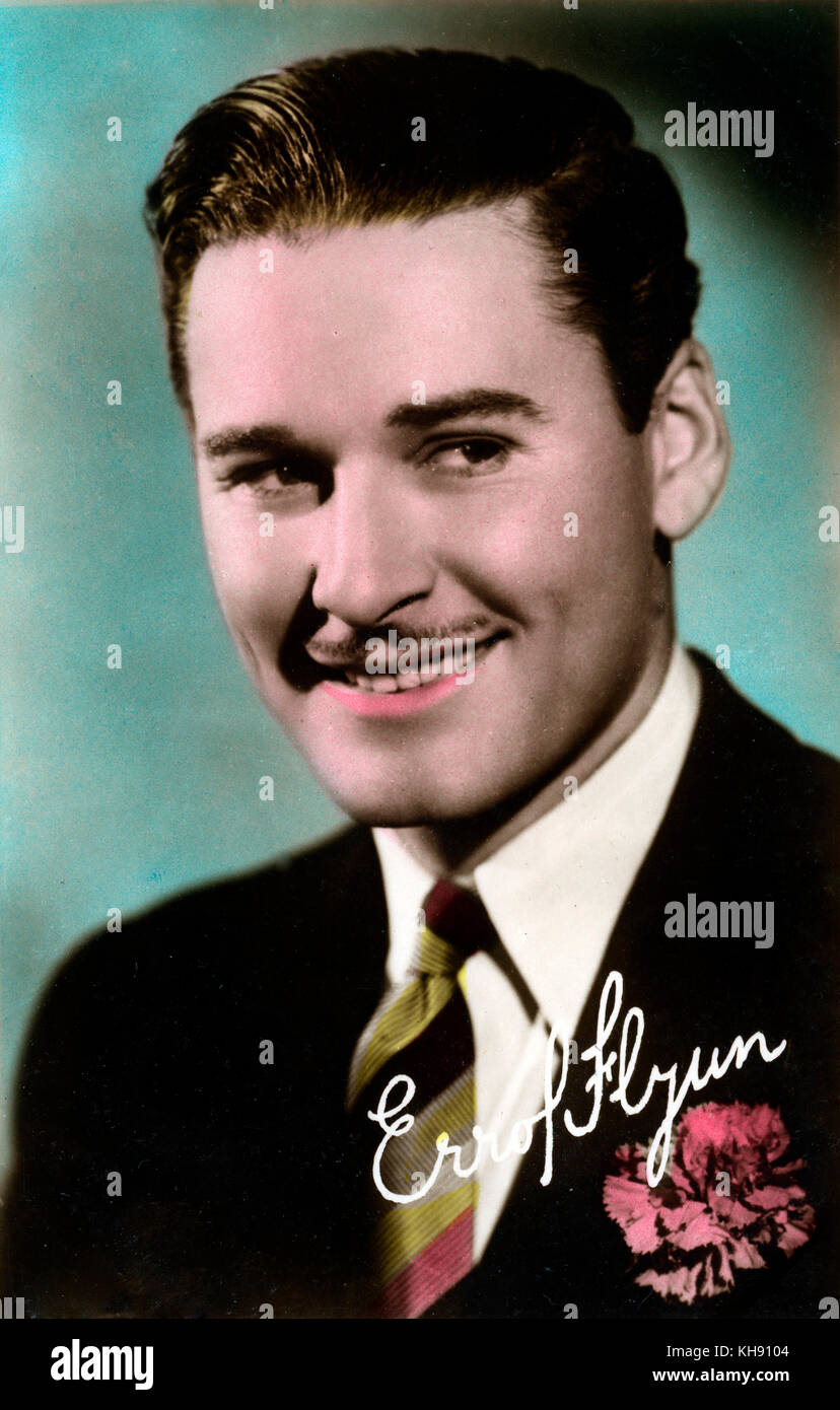 Errol Flynn - portrait with autograph. Australian-born actor, 20 June ...