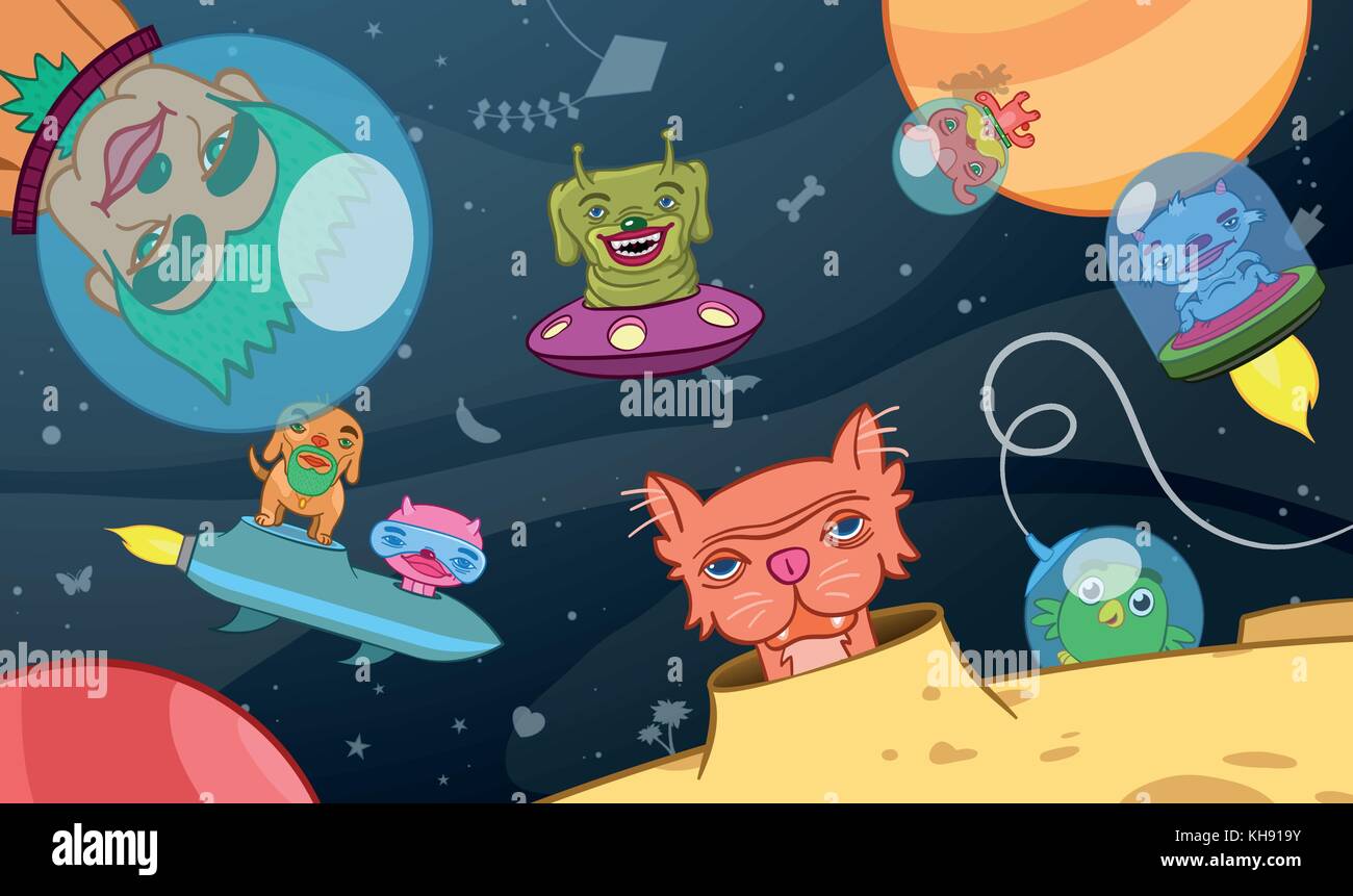 Aliens martians cartoon illustration hi-res stock photography and ...