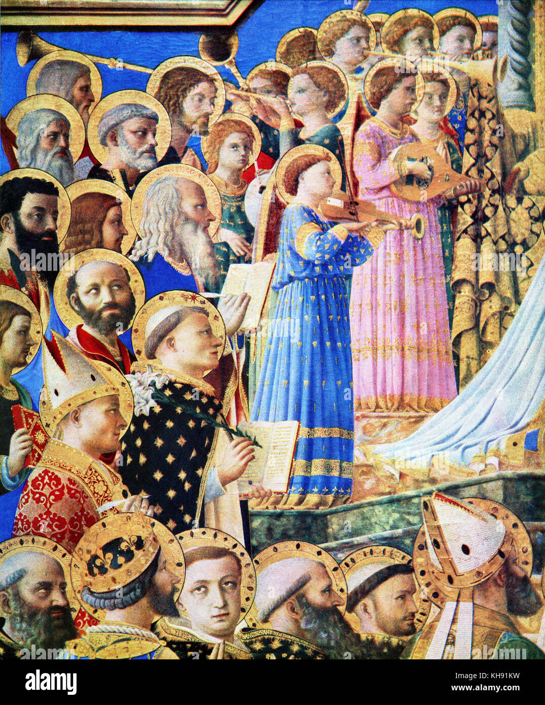Coronation of the Virgin - detail of angel musicians from painting by ...