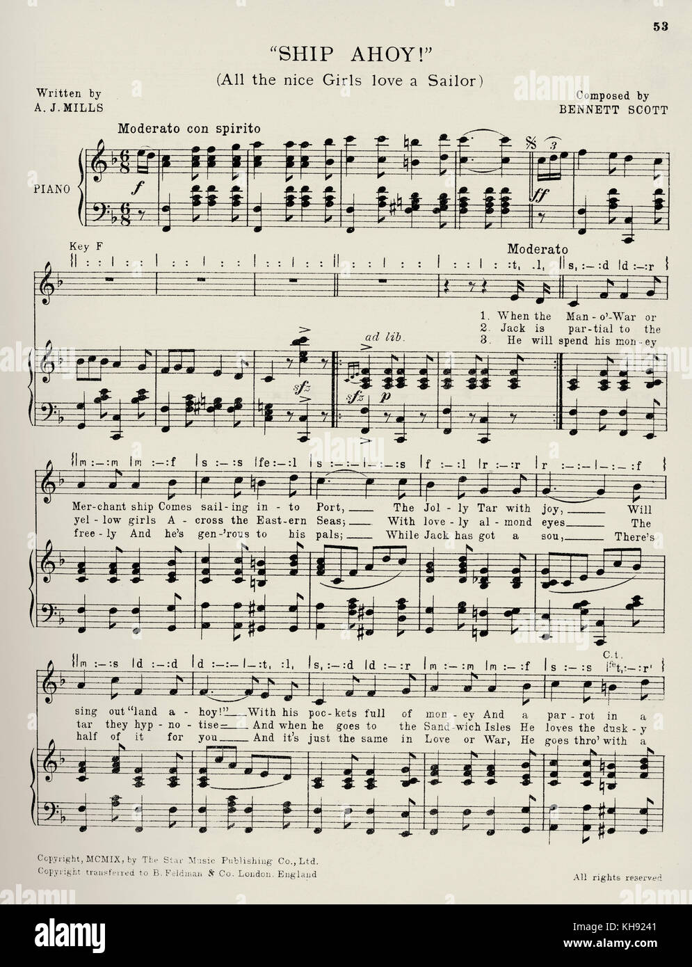 'Ship Ahoy! (All the Nice Girls Love a Sailor)' - song written by A.J ...