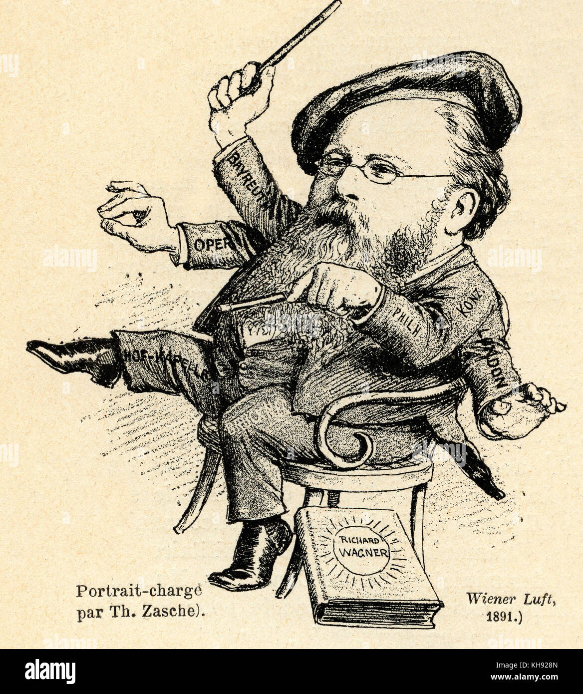 Hans Richter - caricature with four arms by Th. Zasché published in ...