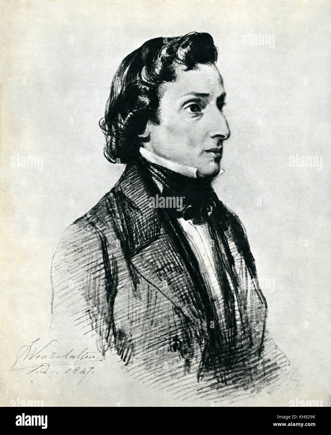 Frederic Chopin - from portrait by Winterhalter, 1847 . Polish composer ...