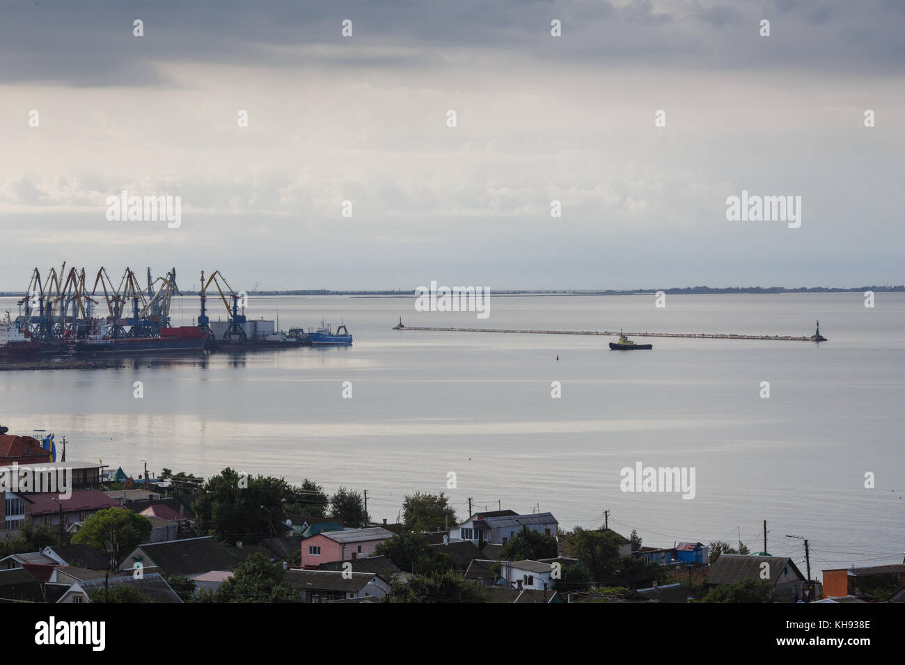 View to the sea port of Berdyansk Stock Photo - Alamy