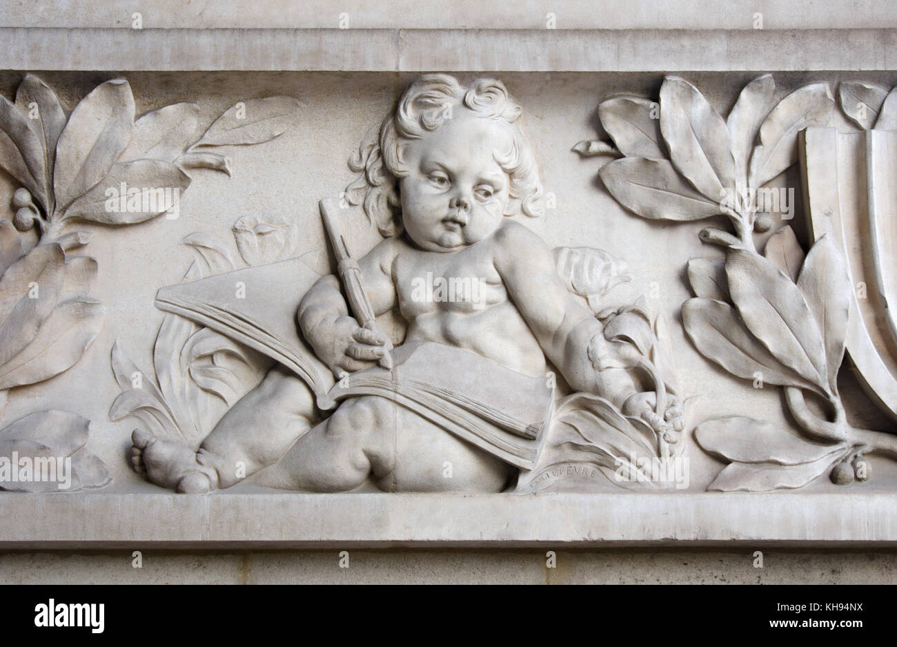 Paris, France. Grand Palais des Champs-Élysées: facade detail. Cherub ...