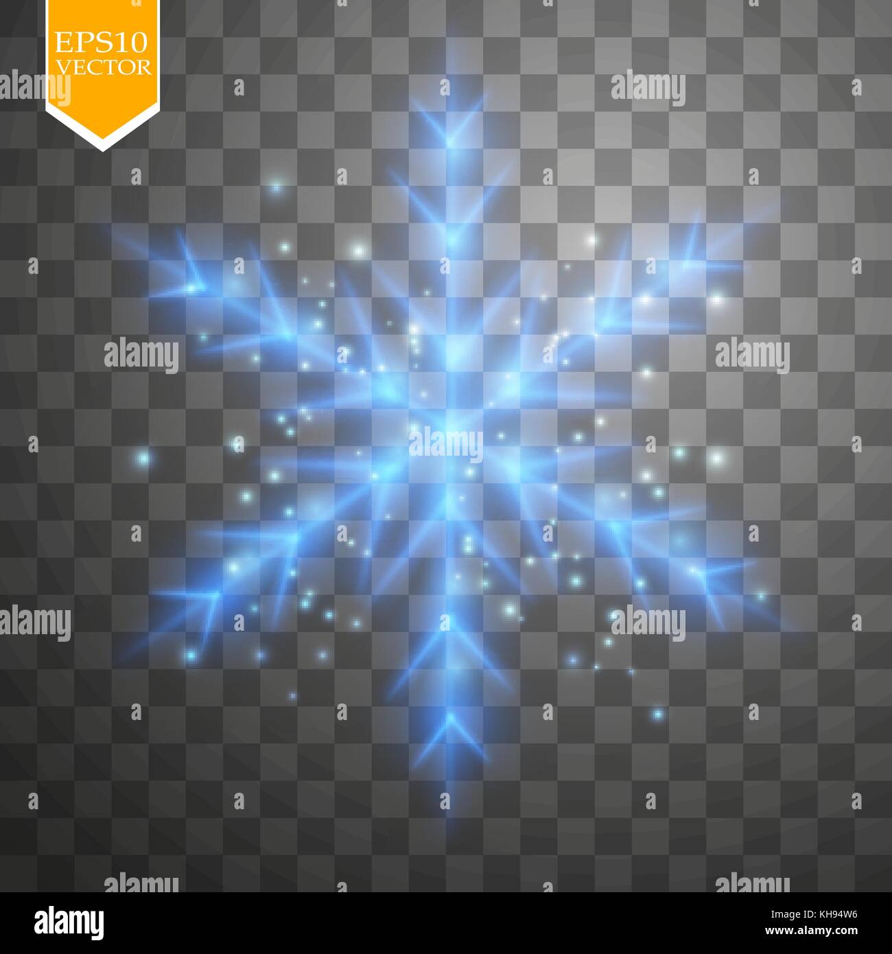 Shine blue snowflake with glitter isolated on transparent background ...