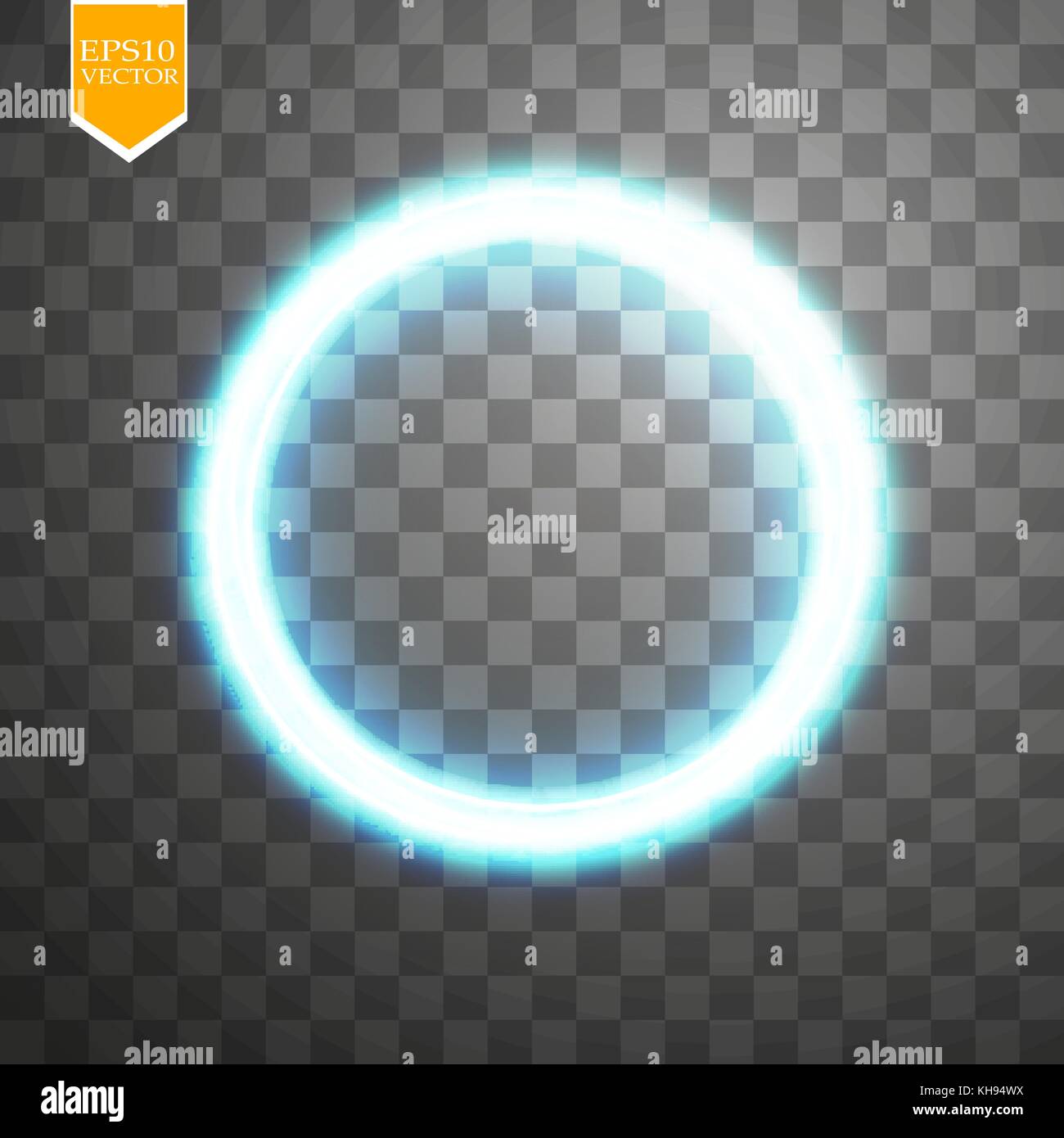 Blue round shining circle frame isolated on transparent background ...