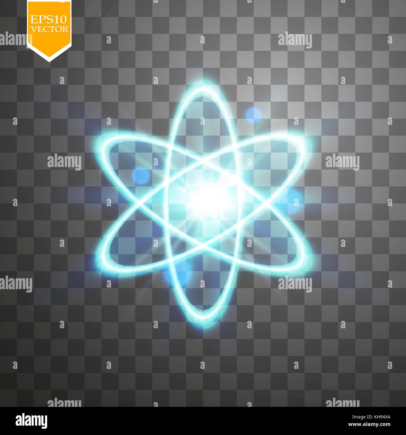 Shining atom scheme. Isolated on black transparent background. Vector ...
