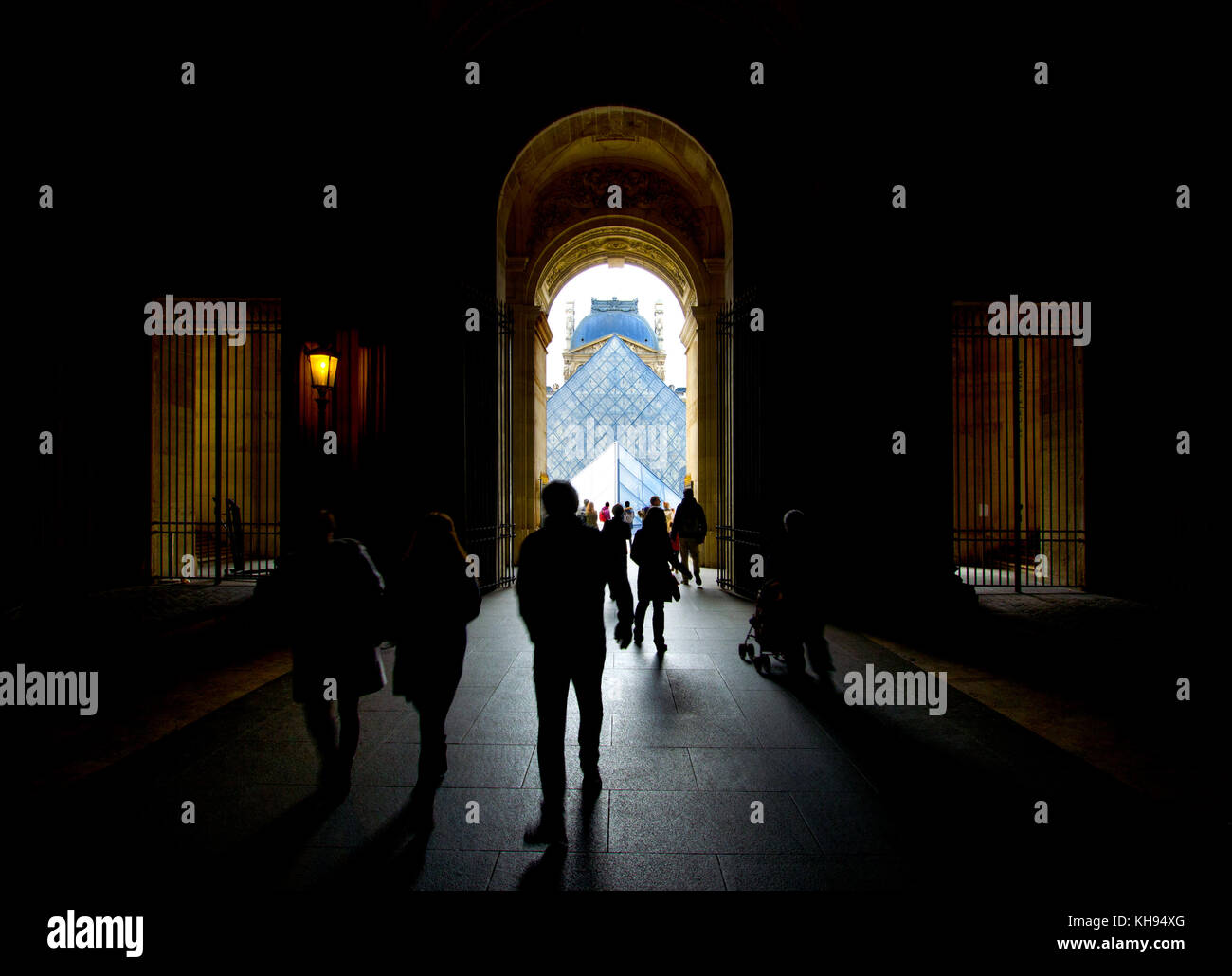Paris, France. Palais du Louvre. Archway leading to Cour Napoleon and ...