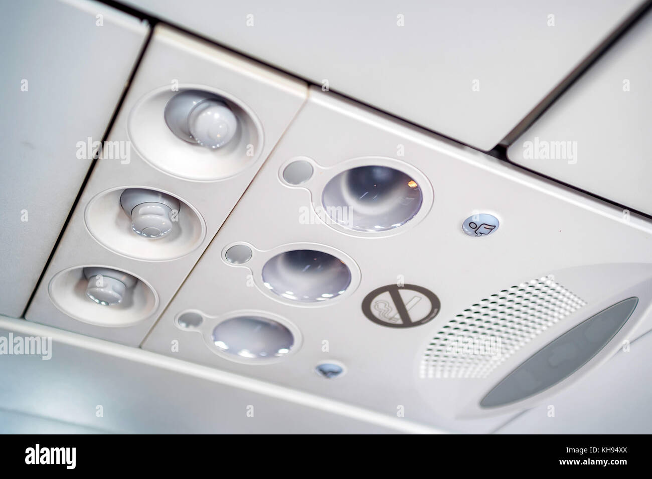 Overhead console in the modern passenger aircraft Stock Photo - Alamy