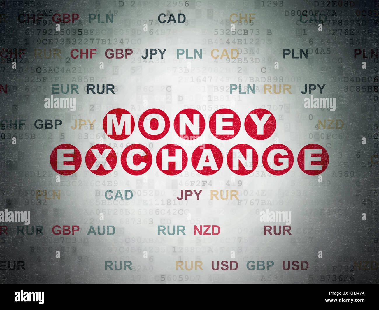 Currency concept: Money Exchange on Digital Data Paper background Stock ...