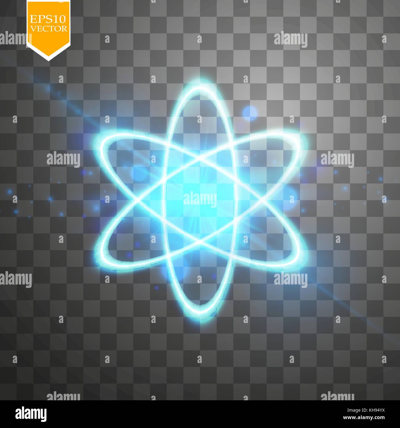 Shining atom scheme. Isolated on black transparent background. Vector ...