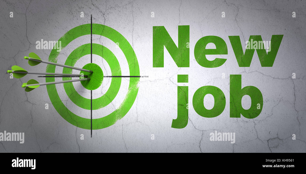 Finance concept: target and New Job on wall background Stock Photo - Alamy