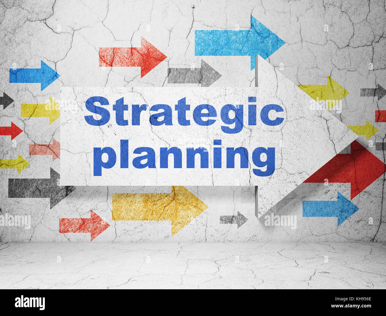 Business concept: arrow with Strategic Planning on grunge wall ...
