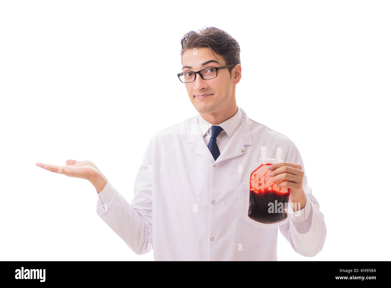 Doctor in blood donation concept isolated on white Stock Photo - Alamy