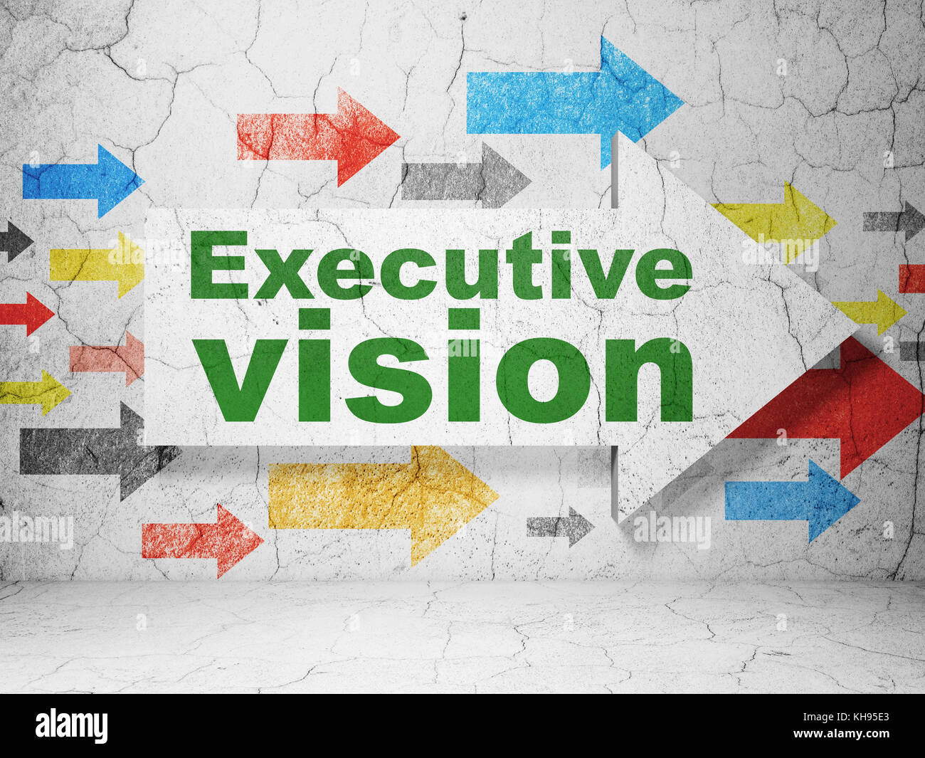 Business concept: arrow with Executive Vision on grunge wall background ...