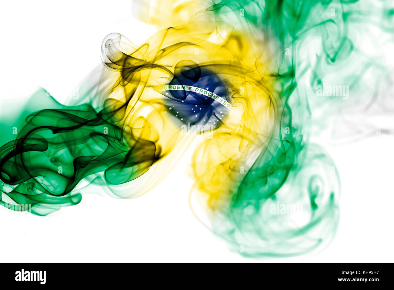 National smoke flag of Brazil isolated on white background Stock Photo ...