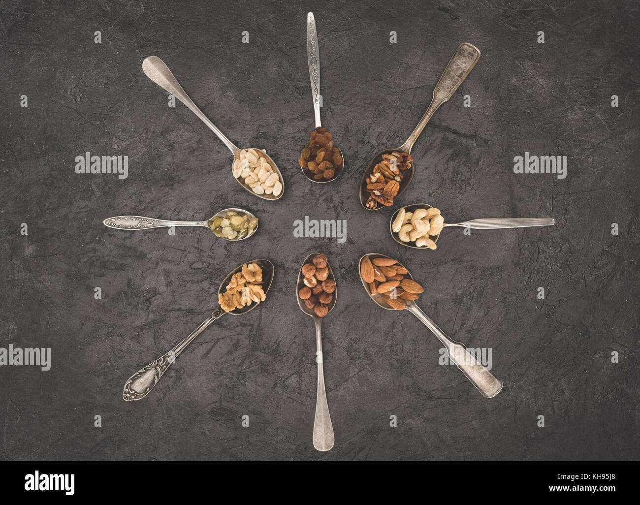 Seeds and nuts on spoons hi-res stock photography and images - Alamy